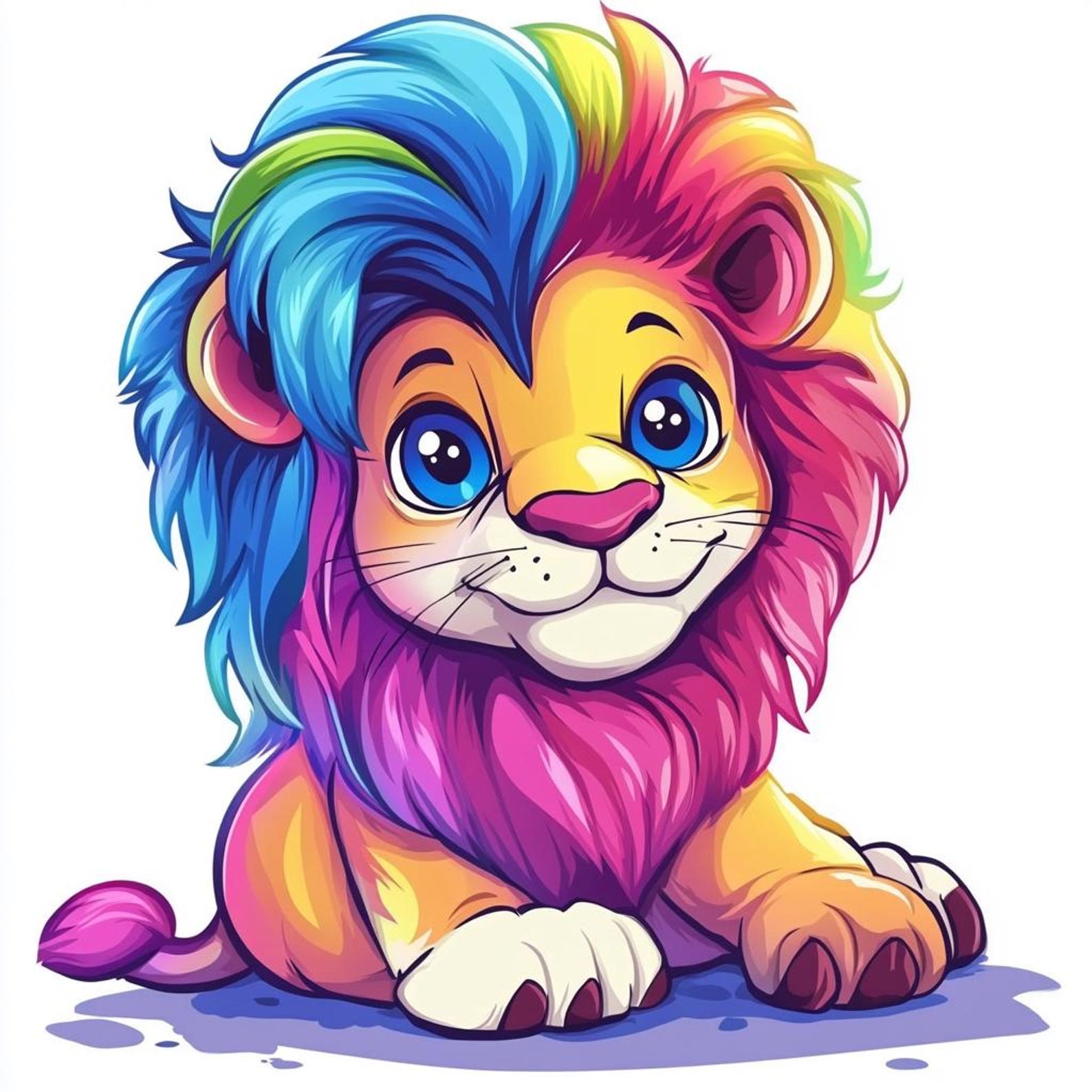 7 Watercolor Rainbow Animals Clipart, Colorful Animal Illustrations ...