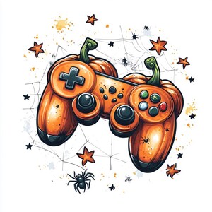 Halloween Gaming Controller Clipart: Spooky Pumpkin Design (PNG, JPG ...