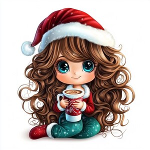9 Cute Christmas Girl Clipart, Cute Doll Clipart,png,jpj, Holiday ...