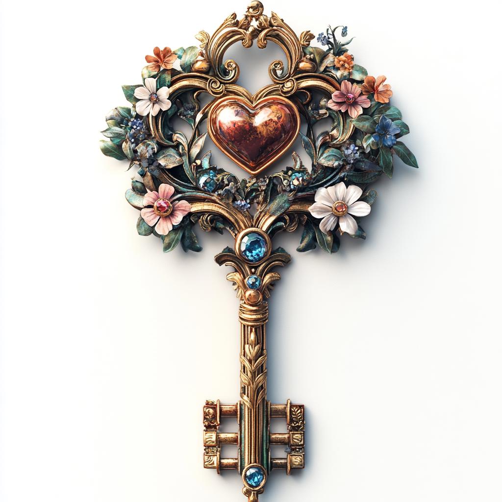 10 Watercolor Floral Skeleton Keys Clipart PNG,JPJ - Transparent ...