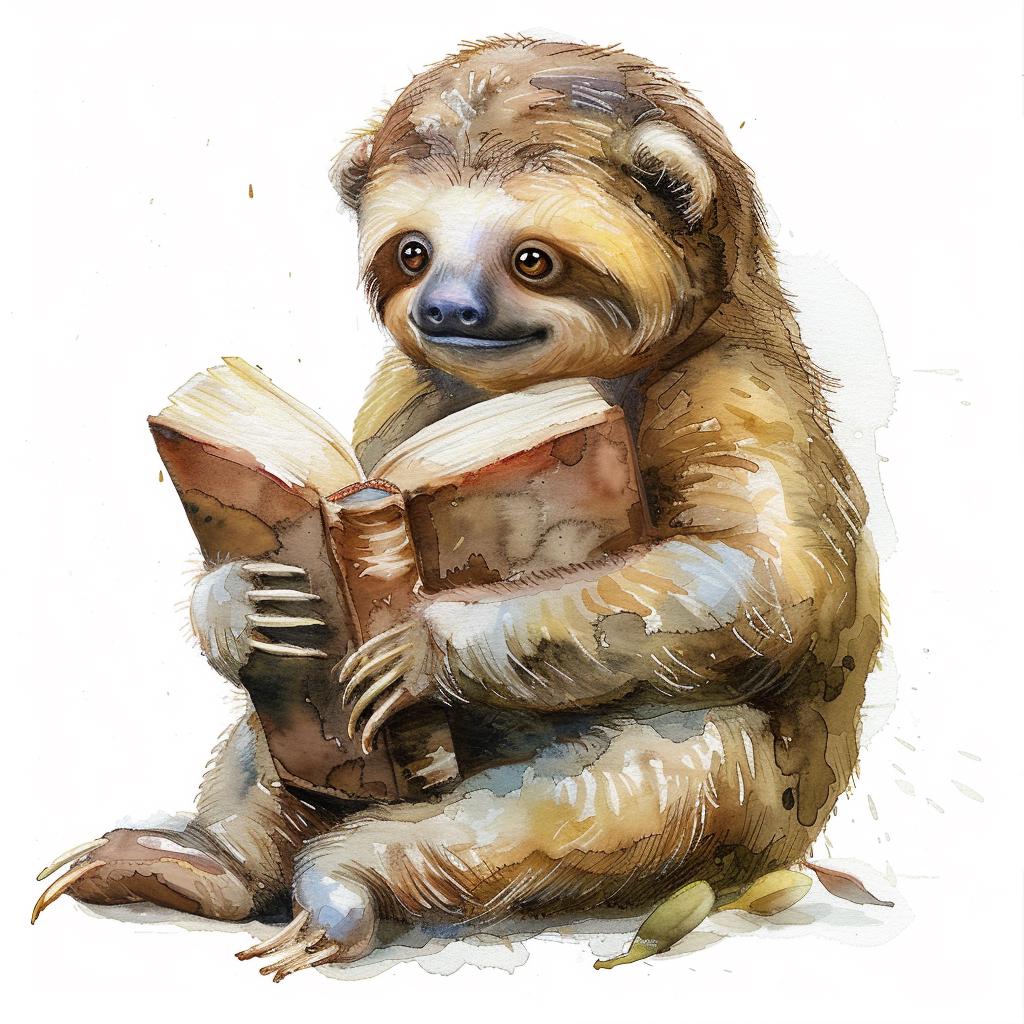 10 ANIMALS WITH BOOKS Watercolor Clip Arts Png,jpj Notebook ...