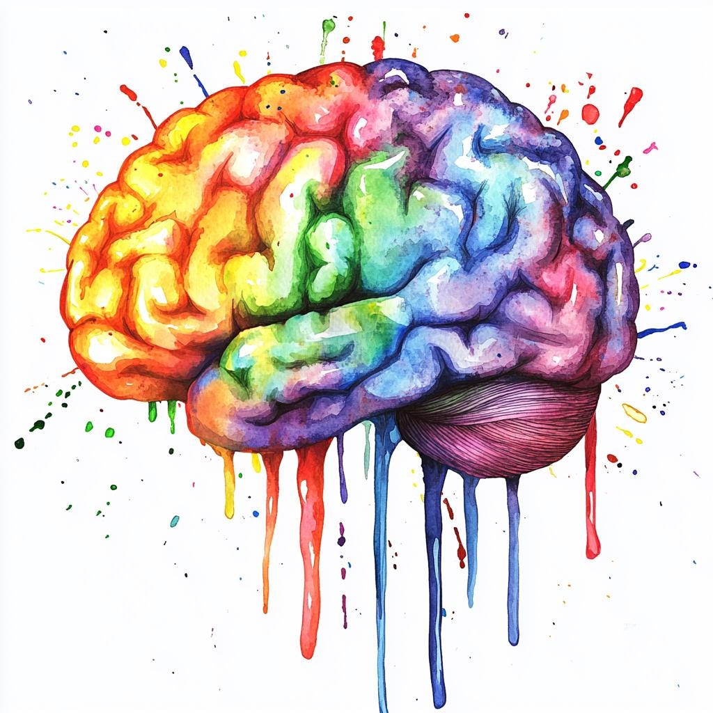 10 Watercolor Brain Clipart Colorful Painted Brain Illustrations ...