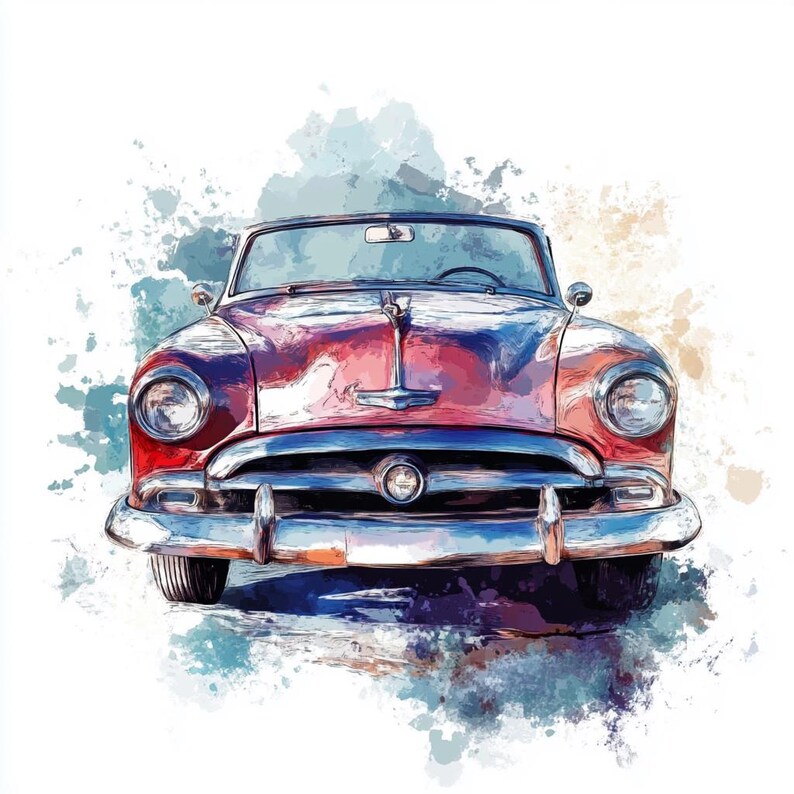 12 Watercolor Automotive Clipart Bundle, Classic Car, JPJ, Classic ...