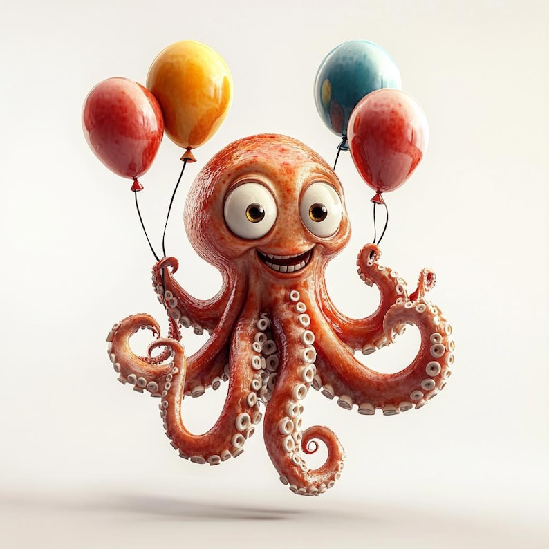 Happy Octopus Clipart Set: Ocean Animal PNG, JPG (digital File) - Etsy