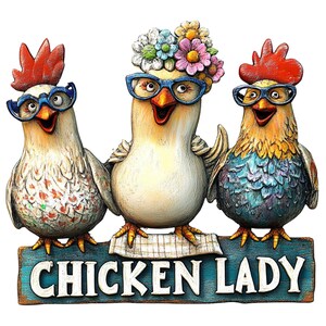 Crazy Chicken Lady PNG Clipart: Humorous Chicken Designs (digital ...