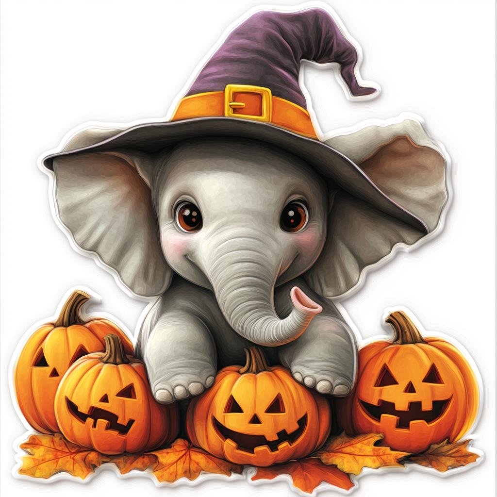 8 Cute Halloween Elephants Clipart Bundle, Elephant Pumpkin Clip Art ...