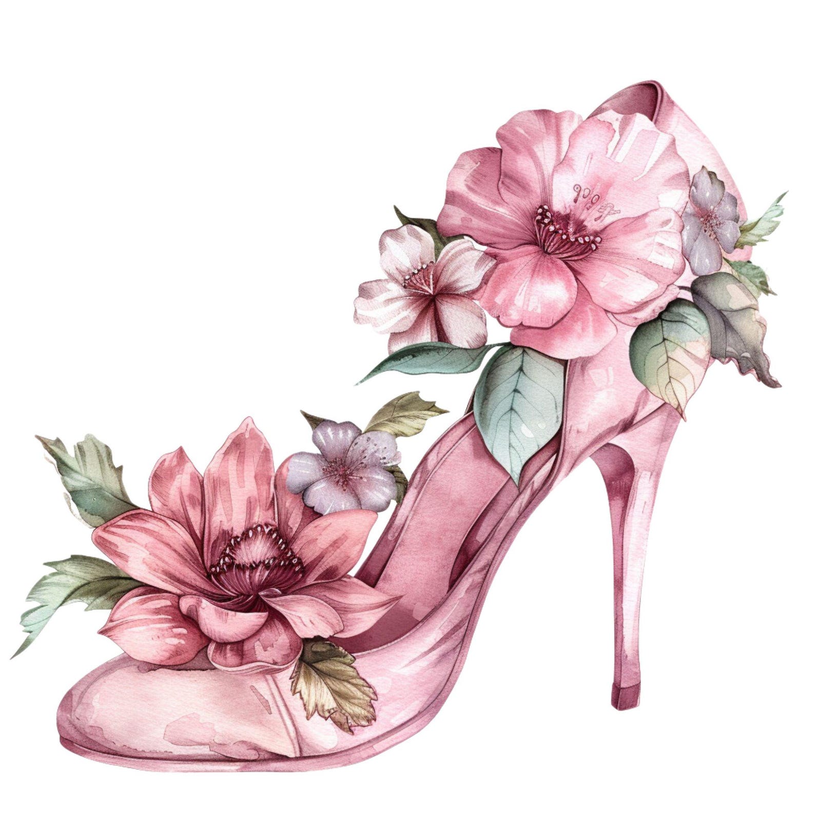 10 Floral Prom Shoes Watercolor Clipart Printable High Quality Fil Png ...