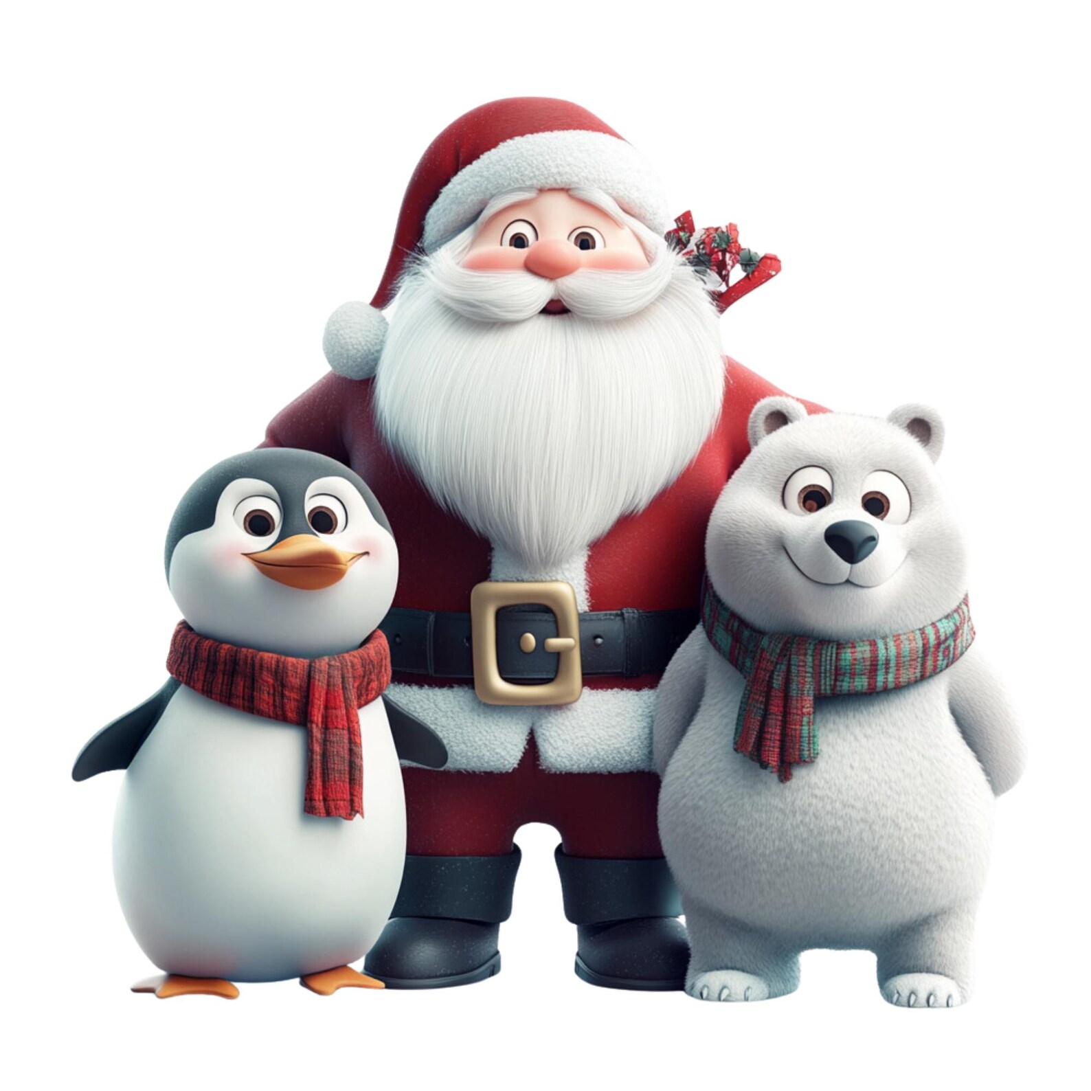 7 Santa & Friends Clipart, Png,jpj, Cute Santa Clause Clipart, Animal ...