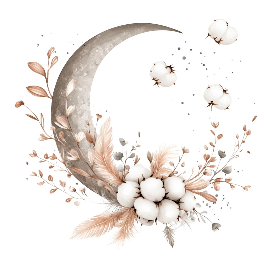 11 Beautiful Flower Moon Clipart Images, Png