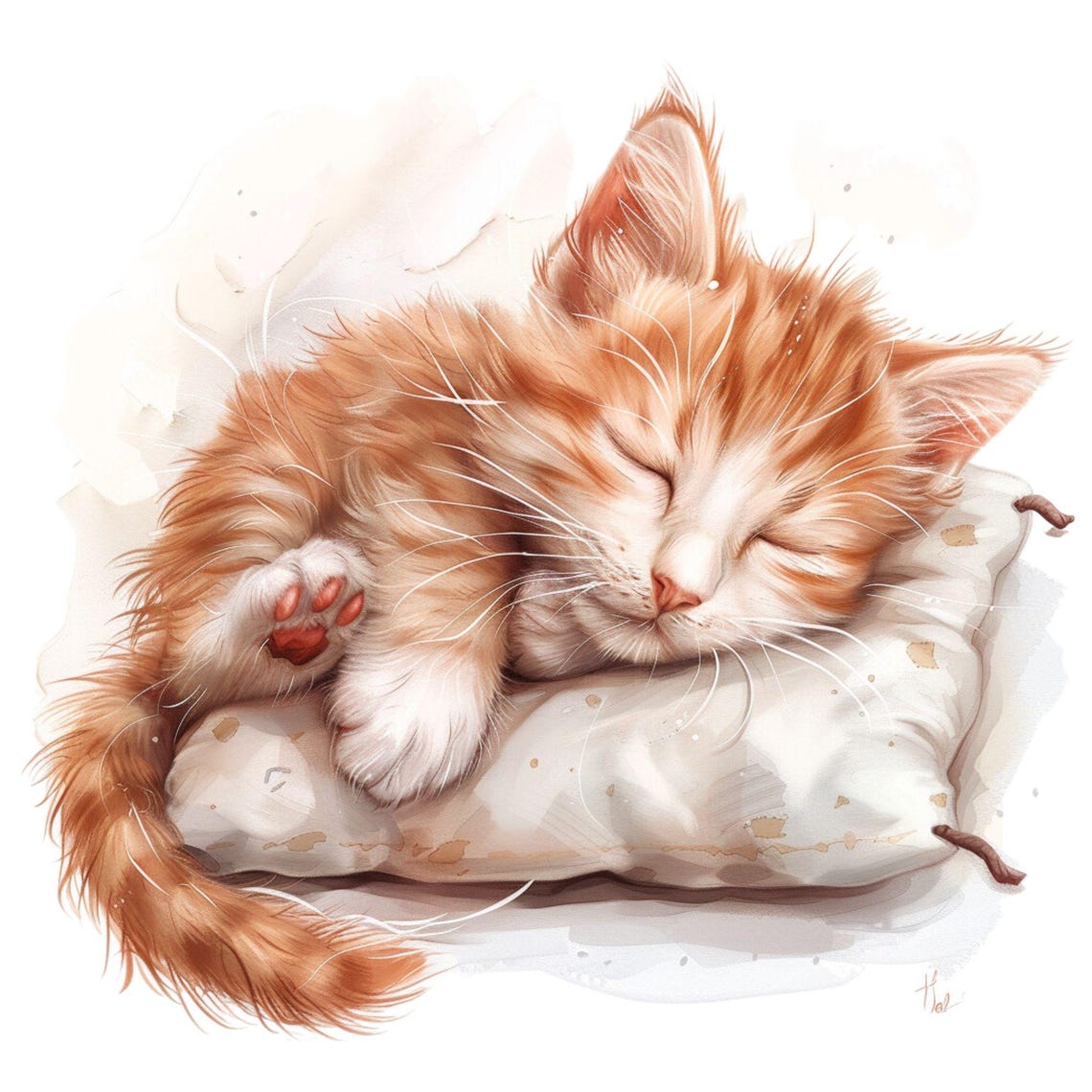 12 Cat Kitten Sleeping Watercolor Clipart Fil Png,jpj Using This Gifts ...