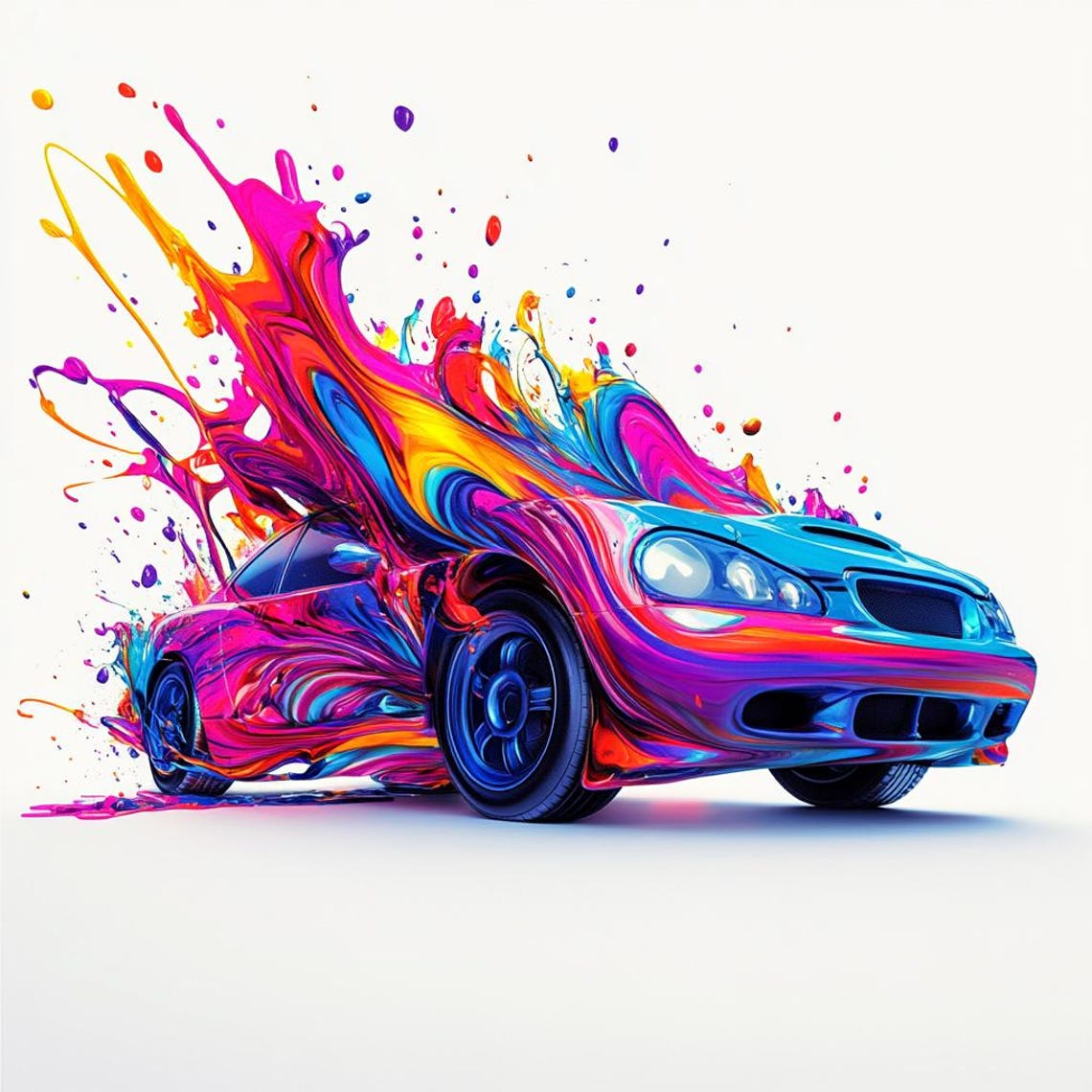 Dripping Cars Watercolor Clipart Bundle: Colorful Automobile Graphics ...