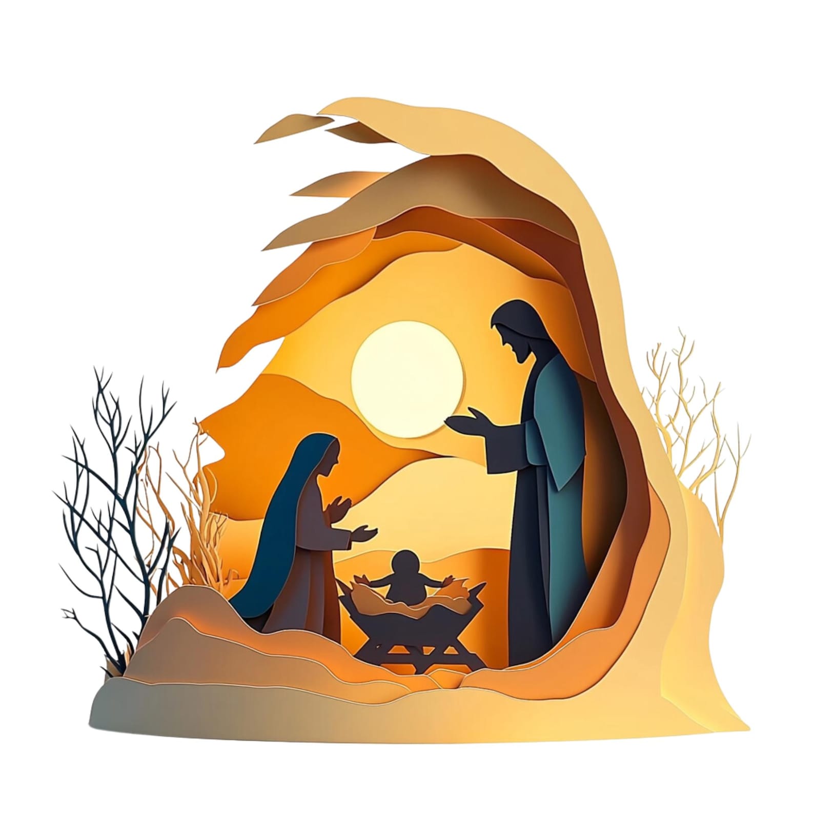 Nativity Scene Clipart: Religious Christmas Illustrations (PNG, JPG) - Etsy