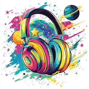 Watercolor Headphones Clipart: Dripping Paint Designs (digital Download ...