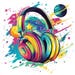Watercolor Headphones Clipart: Dripping Paint Designs (digital Download ...