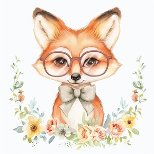 9 Cute Fox Animal Watercolor Clipart File Png Jpj Using This Gift,decor ...