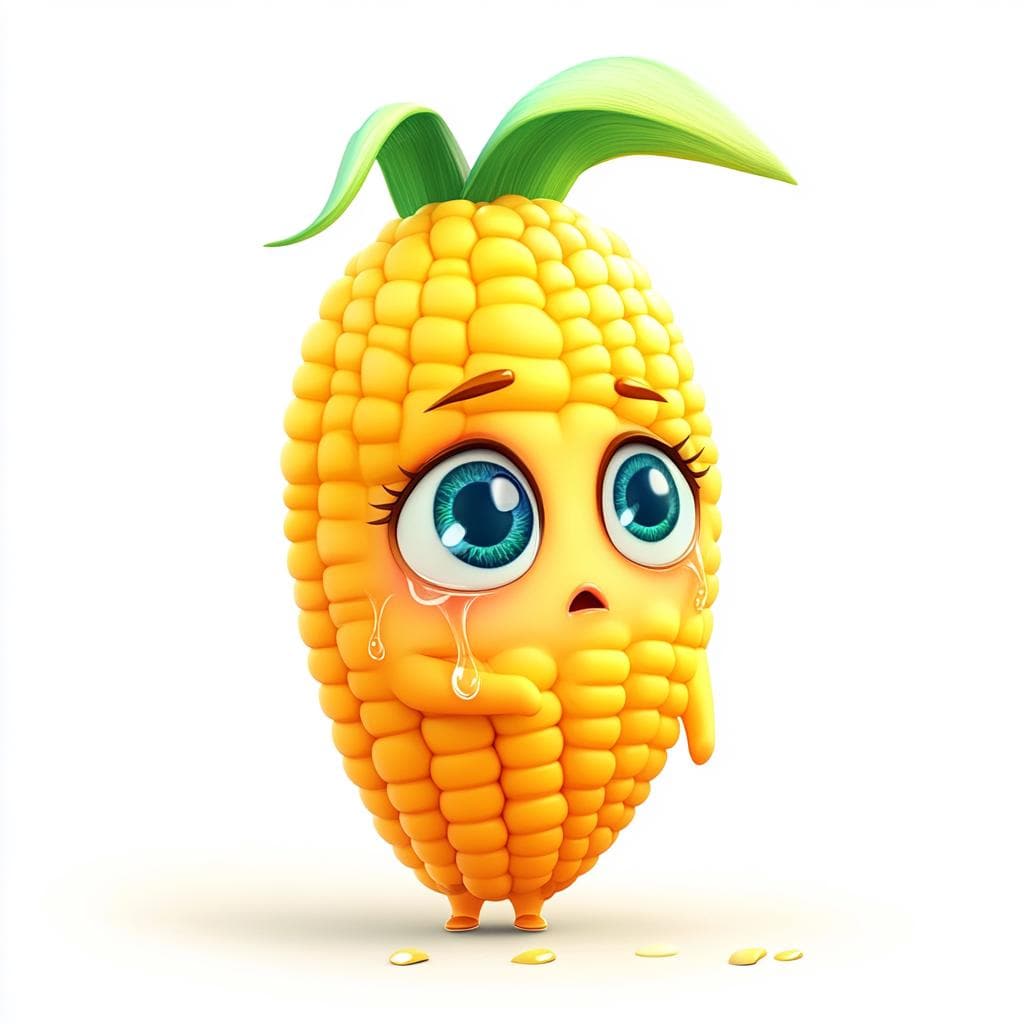 Funny Crying Corn Clipart: Quirky Vegetable Illustrations (digital ...