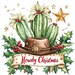10 Christmas Cactus Clipart, Digital Watercolor Clip Art, Cute Cactus ...