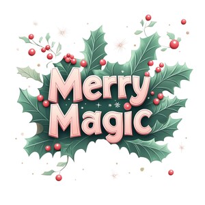 Merry Magic Christmas Clipart: Festive Holiday Designs (PNG, JPG) - Etsy