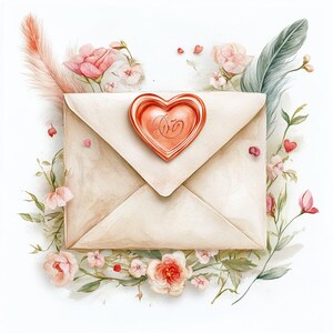 6 Floral Love Letters Clipart. Watercolor Vintage Clipart, Writer ...