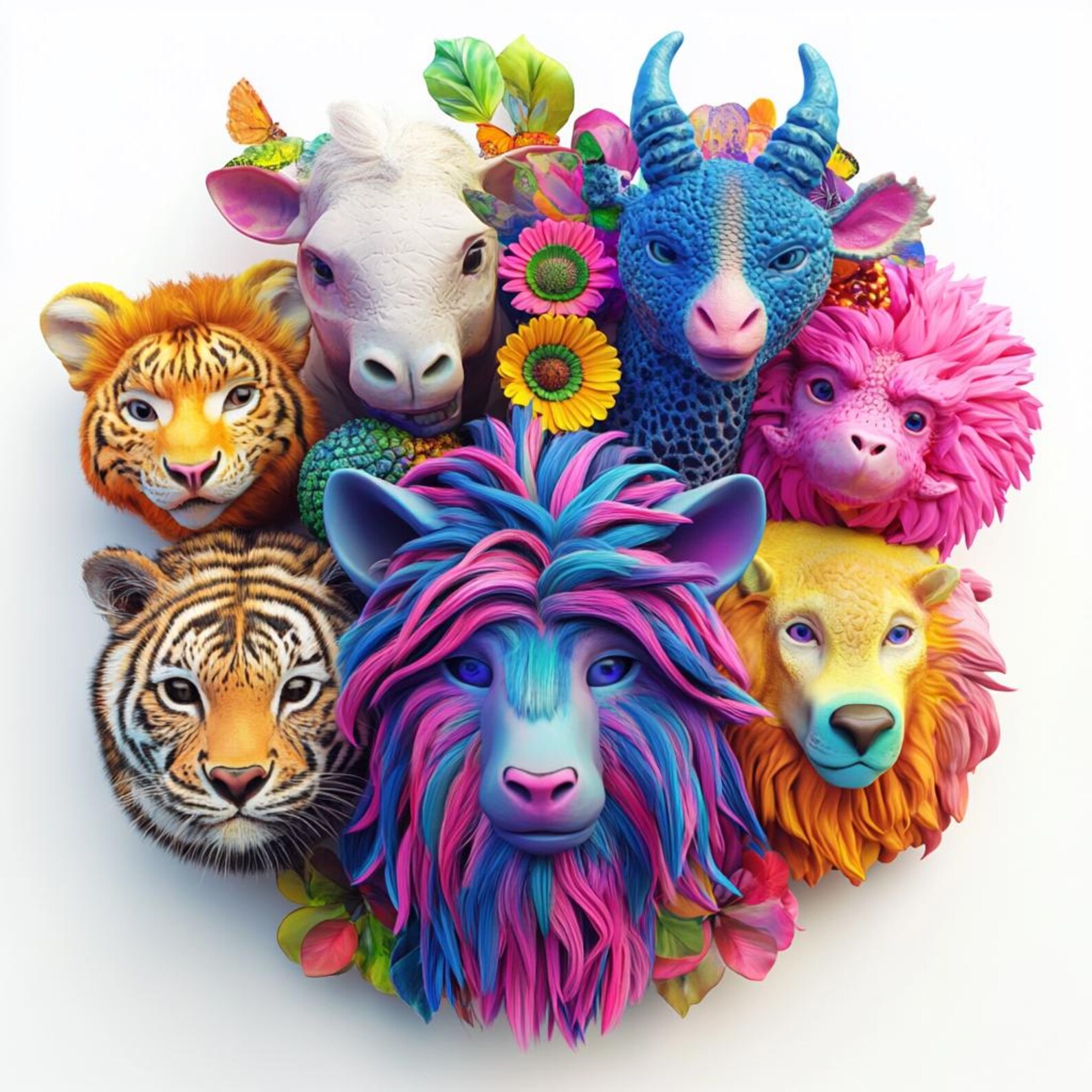 10 Colorfull Animals Clipart PNG,JPJ - Boho Animals, Watercolor ...