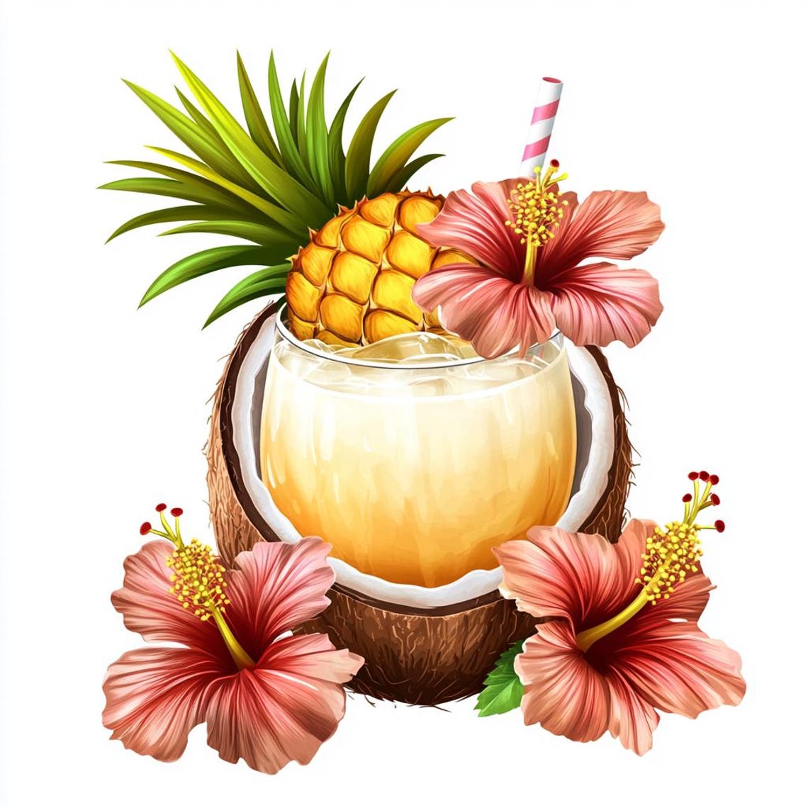 Summer Clipart Set: Watercolor Tropical Illustrations (digital Download ...