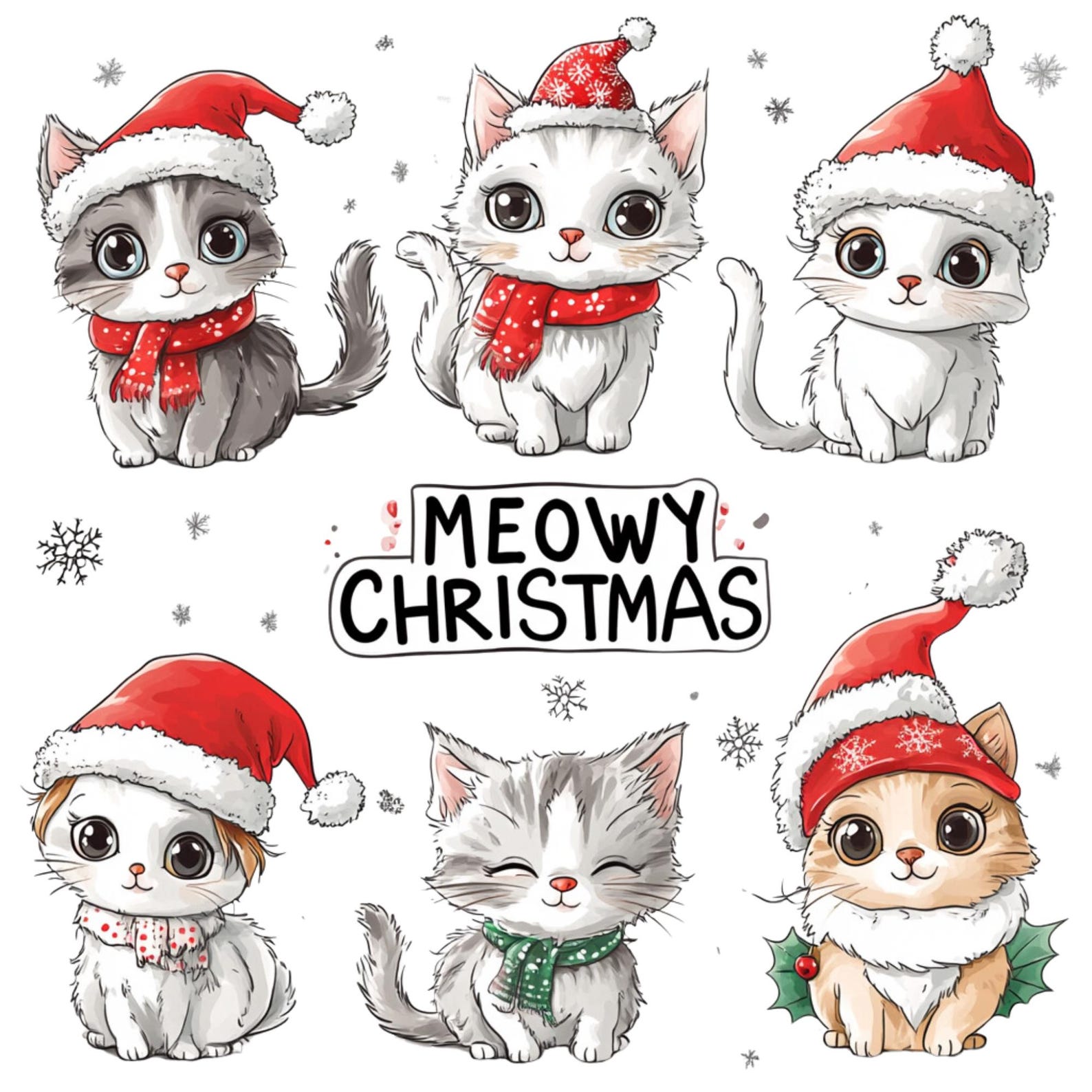 10 Cat Clipart, Cat Christmas Png,jpj, Meowy Christmas PNG, Christmas ...