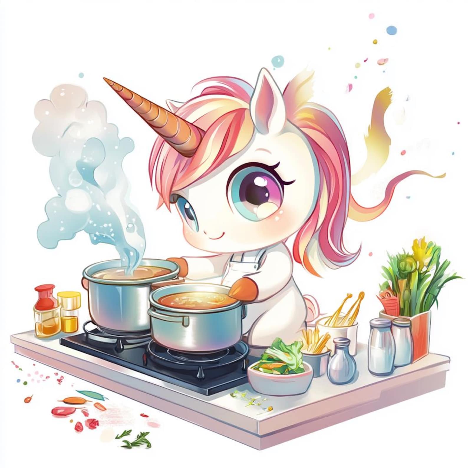 8 Watercolor Cute Chef Animals Clipart,png,jpj Chef Animal Nursery ...