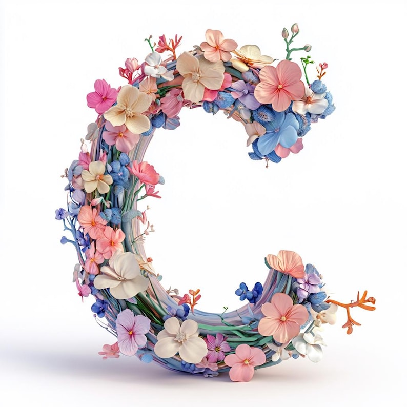 26 Watercolor Flowers Alphabet Collection Clipart, Alphabet Clipart ...