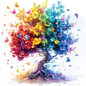 Colorful Watercolor Tree Clipart Bundle (digital Download) - Etsy