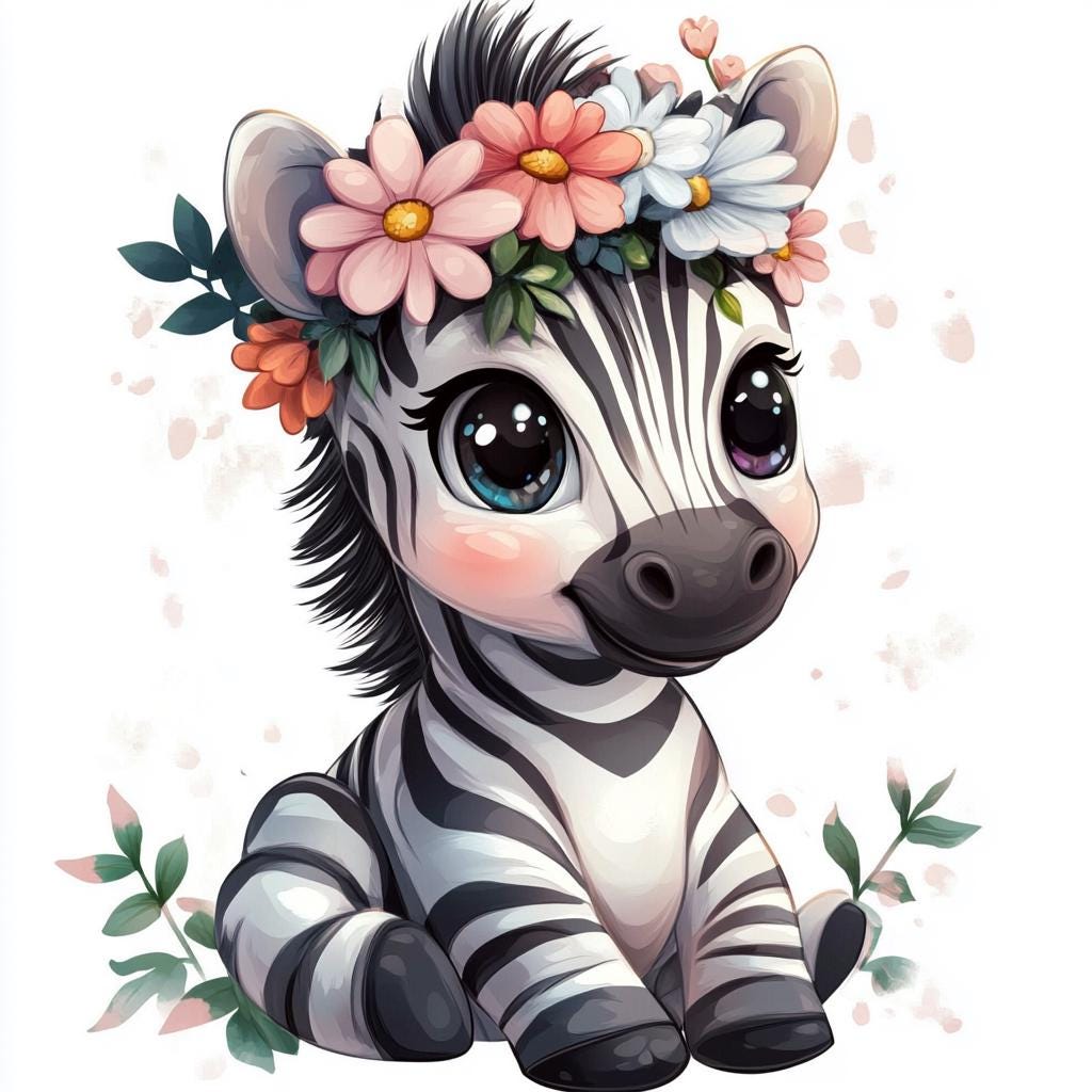 6 Watercolor Baby Zebra Clipart Bundle,pngjpj Cute Zebra Clipart ...