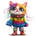 Watercolor Rainbow Kitten Clipart: Colorful Cat PNG, JPG (digital ...