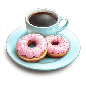 Donut & Coffee Clipart: Hand-drawn PNG, JPG (digital Download) - Etsy