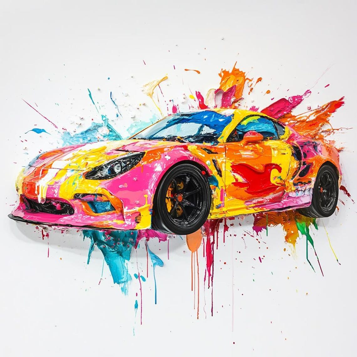 Dripping Cars Watercolor Clipart Bundle: Colorful Automobile Graphics ...