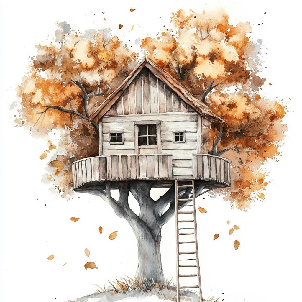 8 Whimsical Tree House Clip Art Set Fun Digital Images Scrapbooks, Card ...