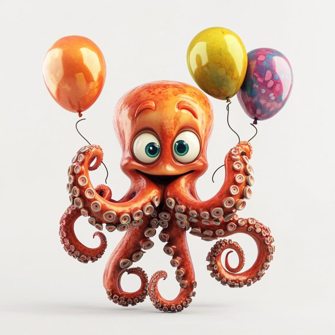 Happy Octopus Clipart Set: Ocean Animal PNG, JPG (digital File) - Etsy