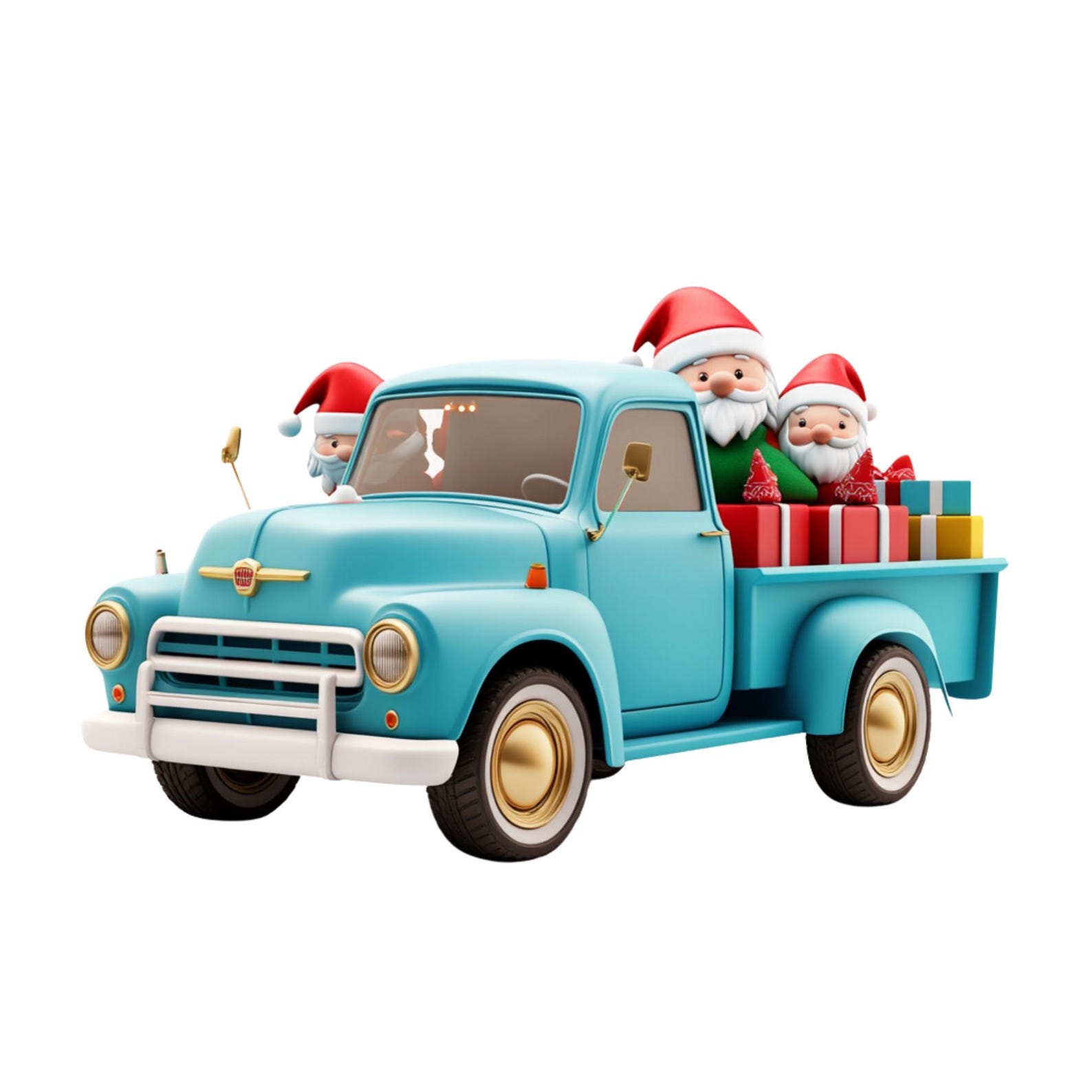 Christmas Santa Truck Clipart: Vintage Holiday PNG (commercial Use) - Etsy