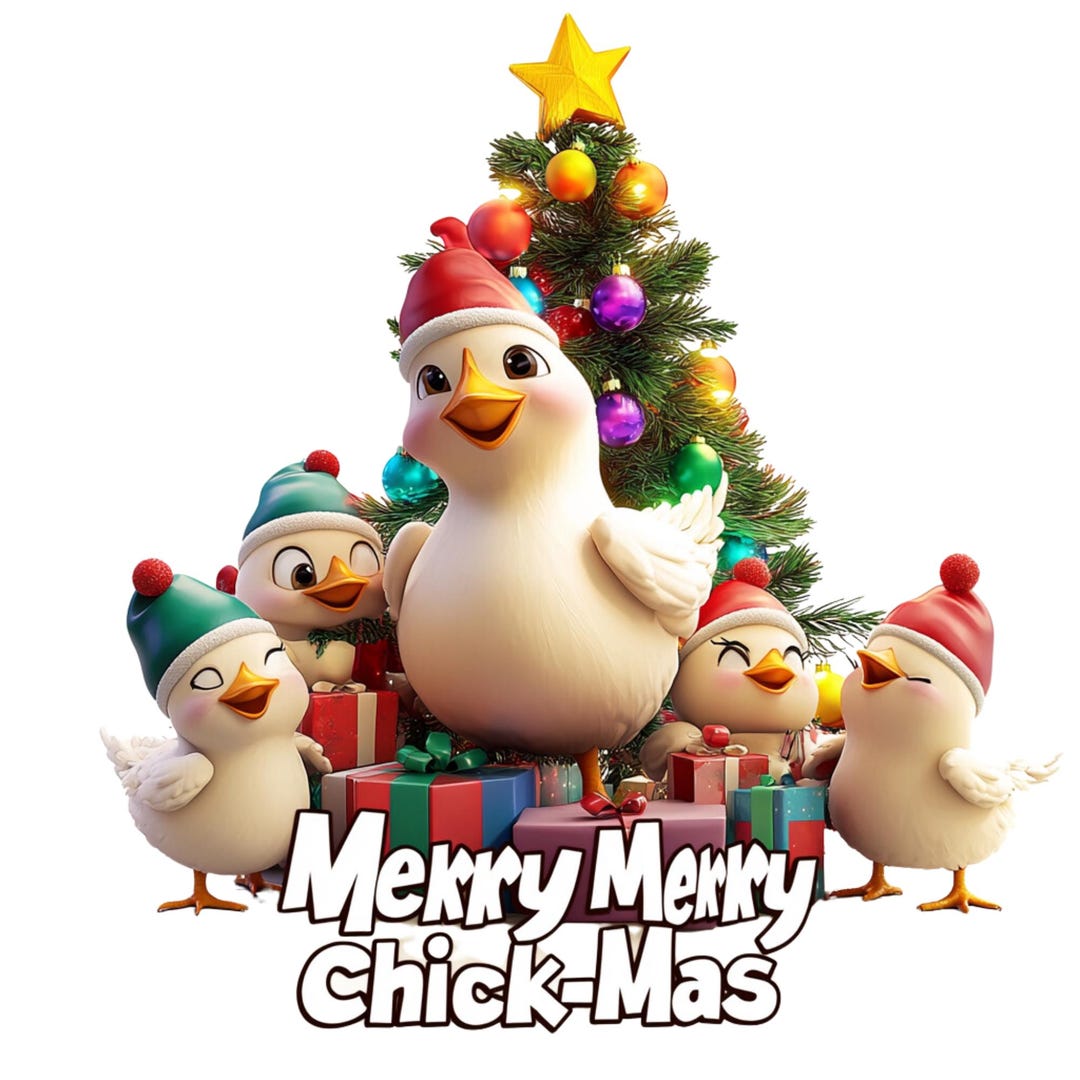 Christmas Chickens Clipart: Holiday Lights Sublimation Design (digital ...