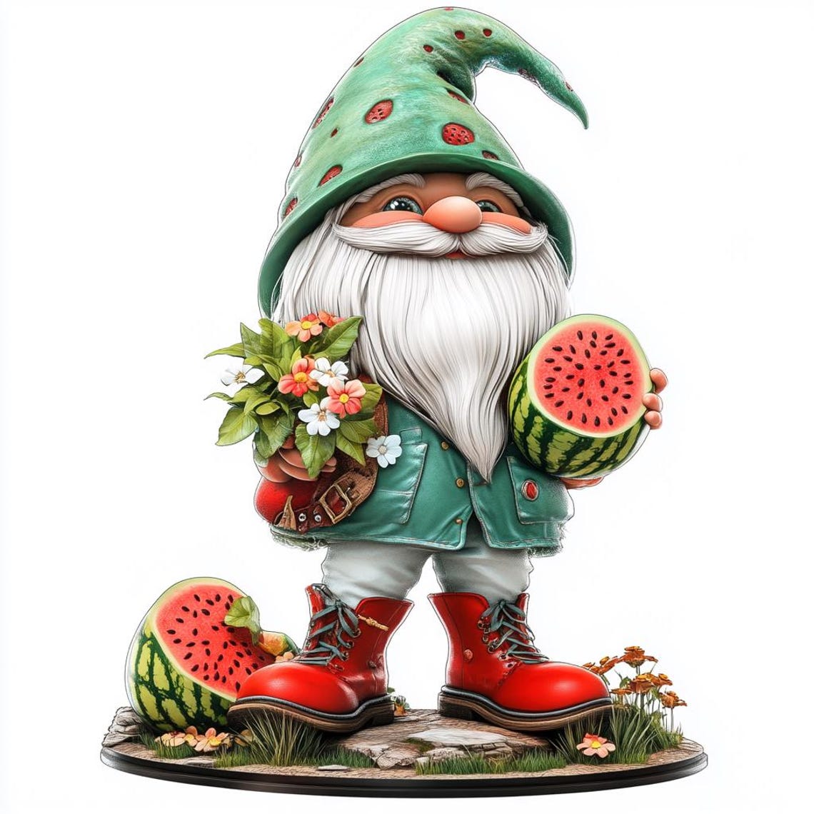 8 Watermelon Gnome Clipart, Gnome Clipart,png,jpj Watermelon Clipart ...