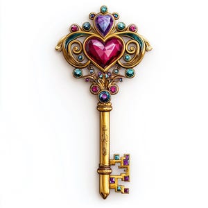 10 Watercolor Floral Skeleton Keys Clipart PNG,JPJ - Transparent ...