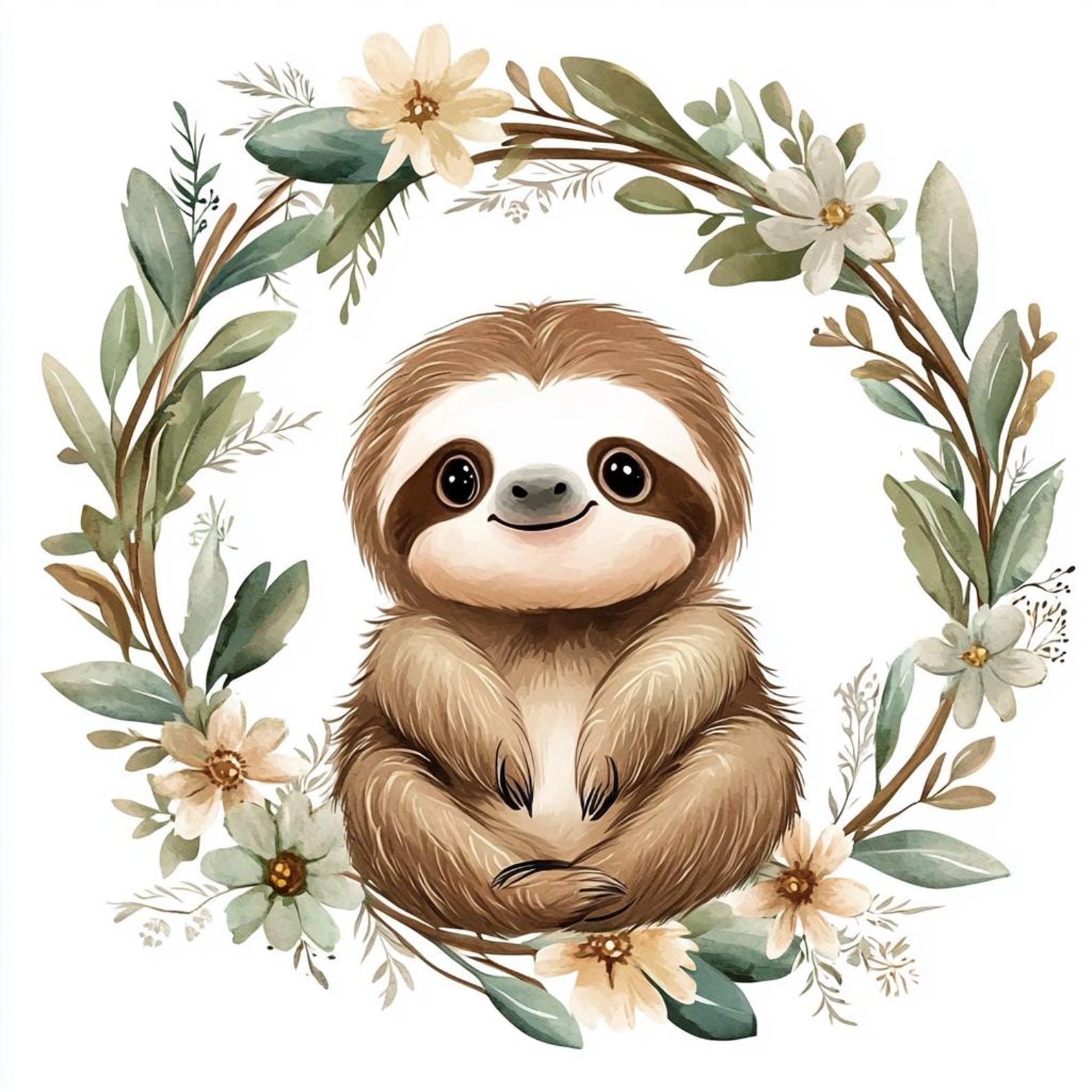 9 Sloth Clipart, Baby Sloth PNG, PNG,JPJ, Sloth Clip Art, Nursery Decor ...