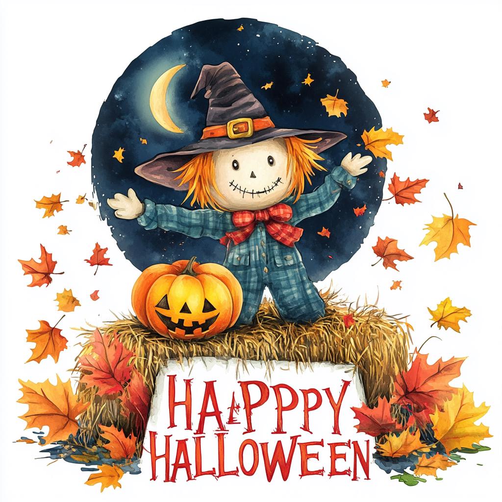 8 Cute Halloween Clipart Bundle, Watercolor Happy Halloween Clip Art ...