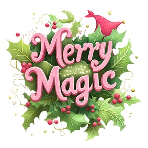 Merry Magic Christmas Clipart: Festive Holiday Designs (PNG, JPG) - Etsy