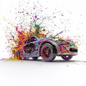 Dripping Cars Watercolor Clipart Bundle: Colorful Automobile Graphics ...