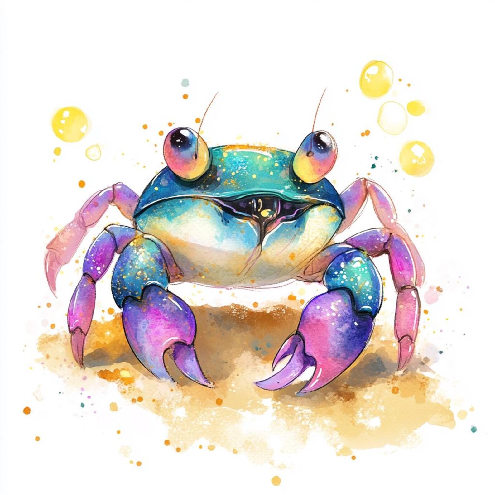 8 Watercolor Crab Clipart-transparent Background PNG,JPJ Commercial Use ...