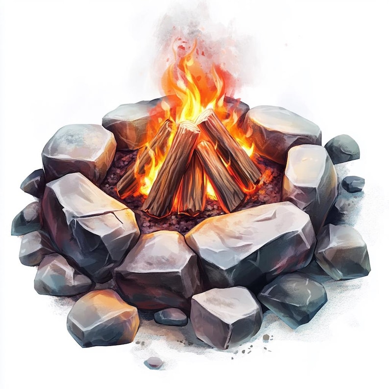 7 Watercolor Bonfire Clipart, Campfire Images,watercolor Clip Art ...