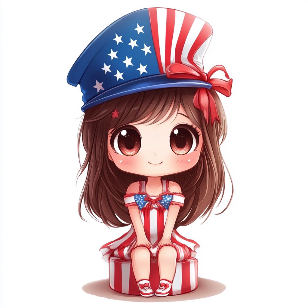 4th Of July Girl Clipart Bundle Patriotic Illustrations Digital File