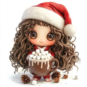 9 Cute Christmas Girl Clipart, Cute Doll Clipart,png,jpj, Holiday ...
