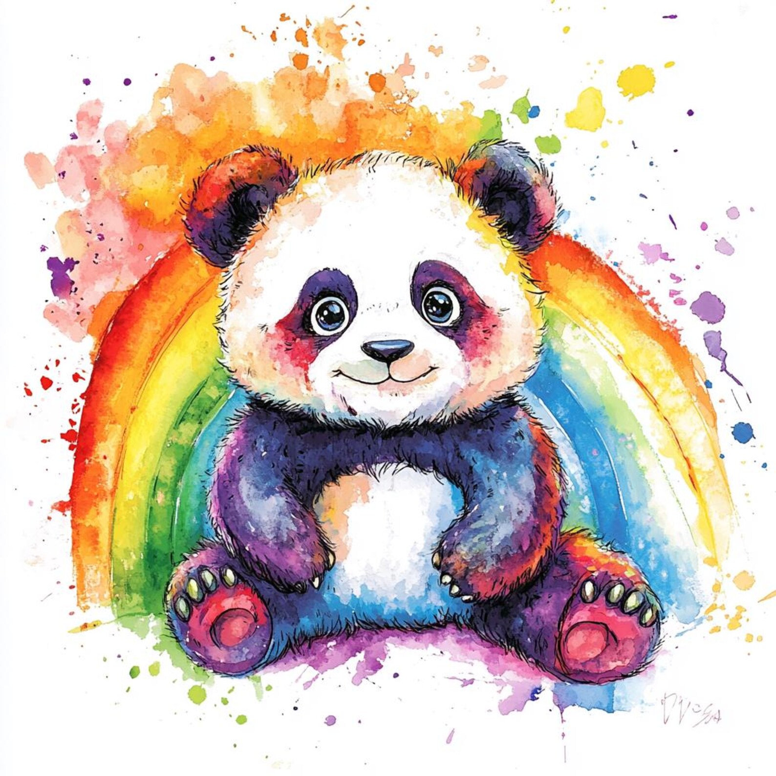 7 Watercolor Cute Funny Panda Clipart Adorable Baby Pandas Commercial ...