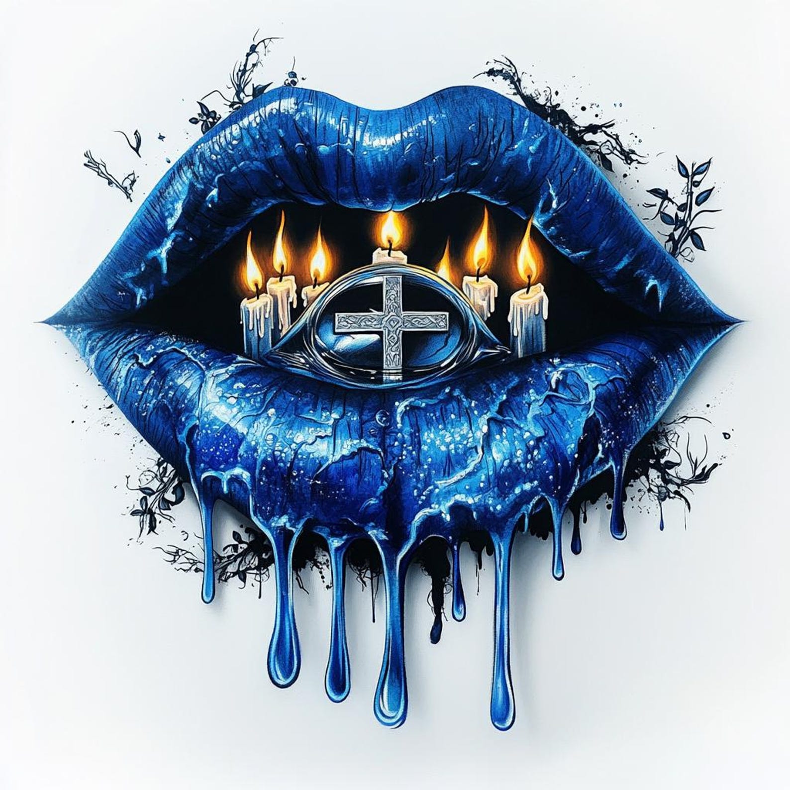 Halloween Dripping Lips Clipart: Spooky PNG Illustrations (commercial ...