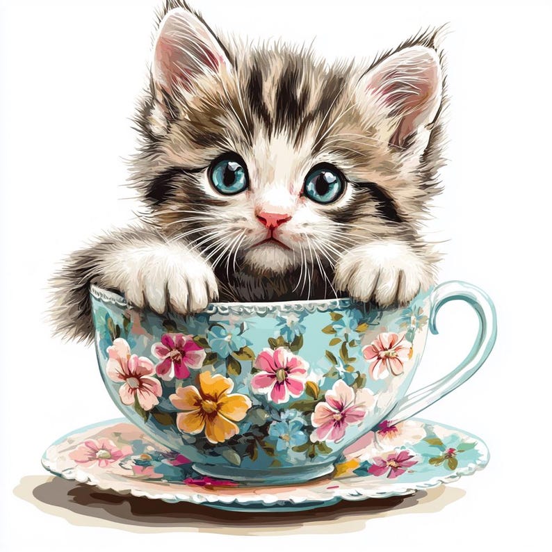 9 Animals in Mugs Illustrations Clipart Bundle Commercial Use Cute ...